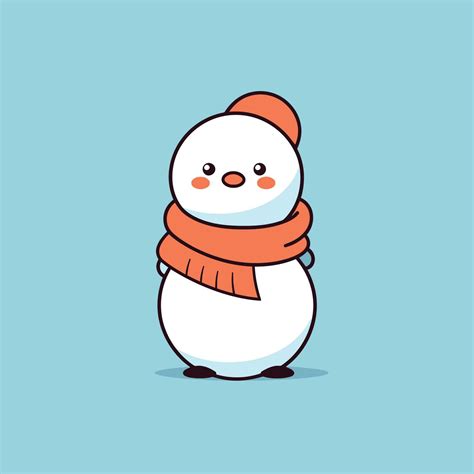 Cute Kawaii Snowman Chibi Mascot Vector Cartoon Style 23414353 Vector