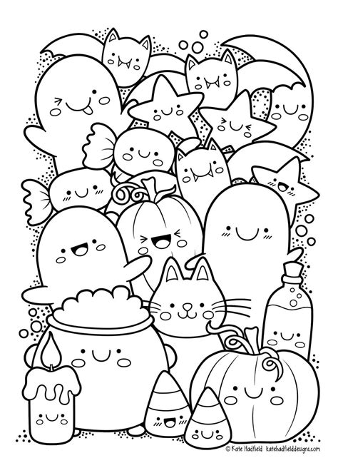 Cute Kawaii Halloween Coloring Pages 2025