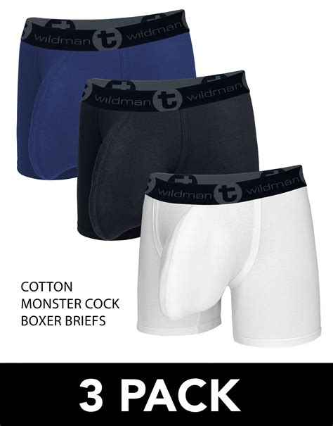 3 Pack Wildmant Cotton Monster Cock 5 Inseam Boxer Brief
