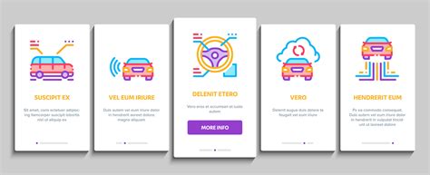 Smart Car Technology Onboarding Elements Icons Set Vector 17607491