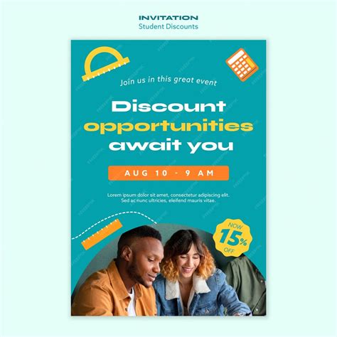 Free Psd Flat Design Student Discounts Invitation Template