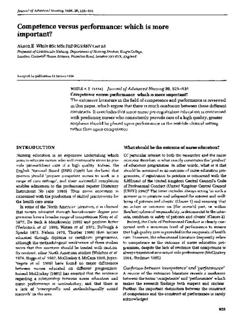 Pdf Competence Versus Performance Which Is More Important