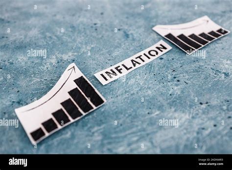Inflation Text In Between Graphs With Stats Going Up Then Going Down Concept Of Economic
