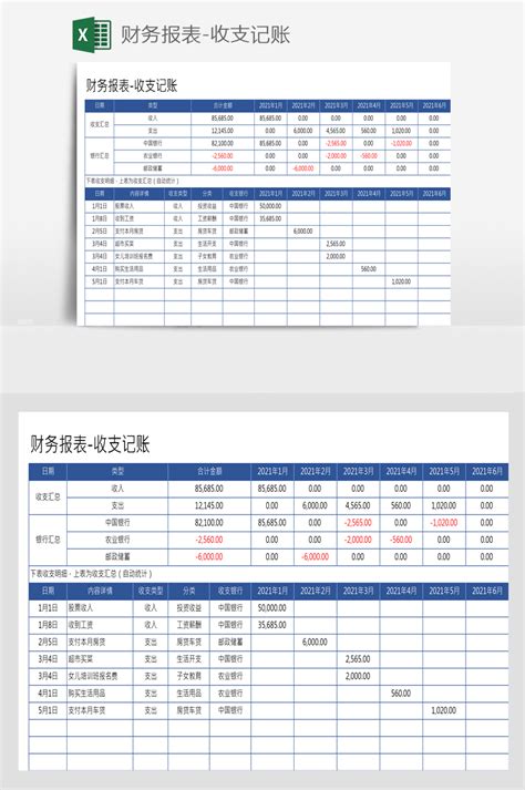 财务报表 收支记账 当图网
