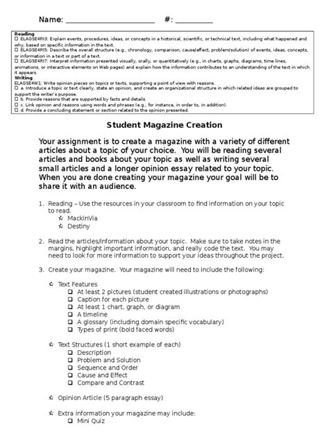Magazine Project Essays Information