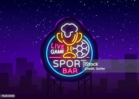 네온 스타일에서 바 바 축구 팬 클럽 네온 사인 라이트 배너 맥주 라벨 축구 공 또는 라이브 팀 선수권 대회 또는 경기 대회를 위한 컵 벡터 일러스트입니다 빌보드