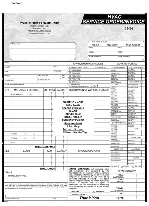 Free Printable Hvac Invoice Templates Pdf Excel