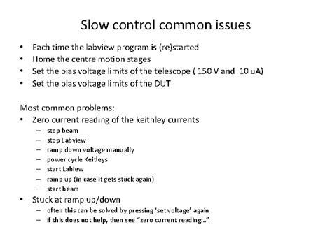 Slow Control Common Issues Each Time The Labview
