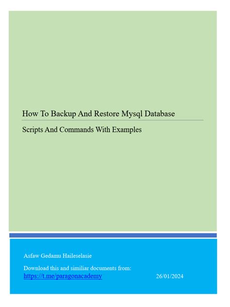 Mysql Backup And Restore Pdf
