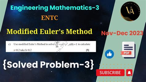 Solved Problem 3 Modified Eulers Method Nov Dec 2023 Paper Vijaya Academy Sppu M3