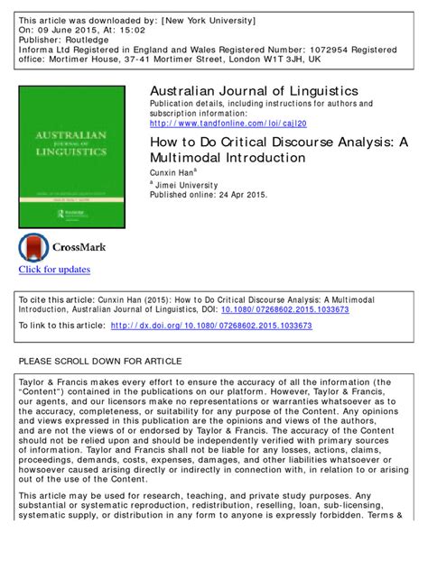 How To Do Multimodal Critical Discourse Analysis Pdf Semiotics Linguistics