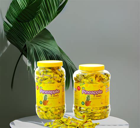 Zjm Yellow Pineapple Flavour Candy Packaging Type Plastic Jar Packaging Size 215 Pieces At