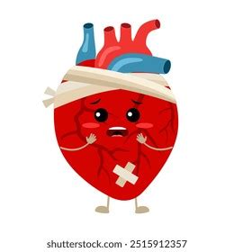 Sick Heart Cartoon Character Flat Design Stock Vector Royalty Free