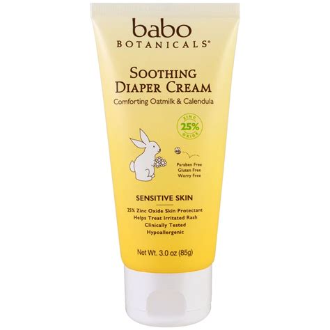 Babo Botanicals 舒缓尿布疹膏安抚性燕麦奶类和金盏花3 0盎司85克 iHerb