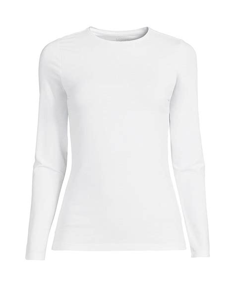 Lands End Plus Size Long Sleeve Lightweight Jersey Crew Neck Top Macys