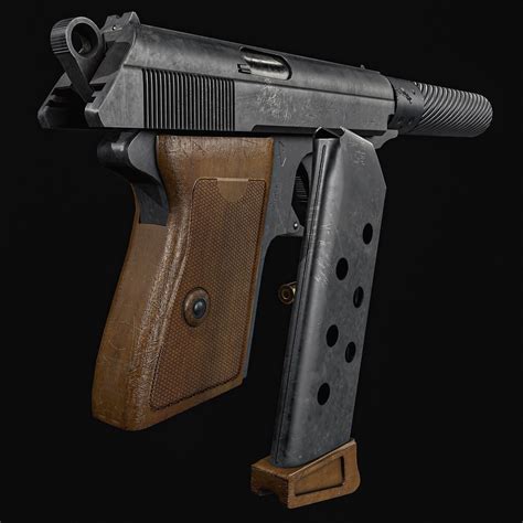 3d Model James Bond Walther Ppk With Silencer Vr Ar Low Poly Cgtrader