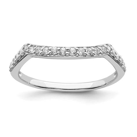 14k White Gold Contoured Real Diamond Band Uk
