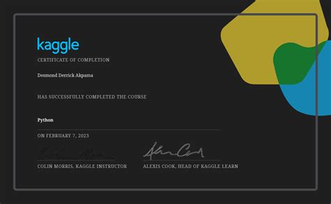 desmond derrick akpama completed the python course on kaggle