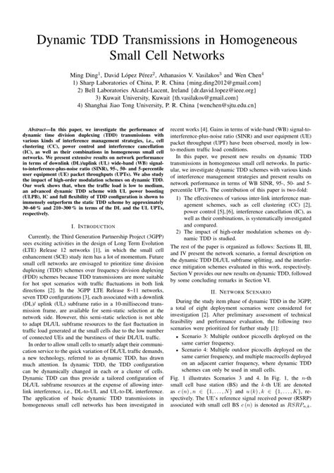 Pdf Dynamic Tdd Transmissions In Homogeneous Small Cell Networks