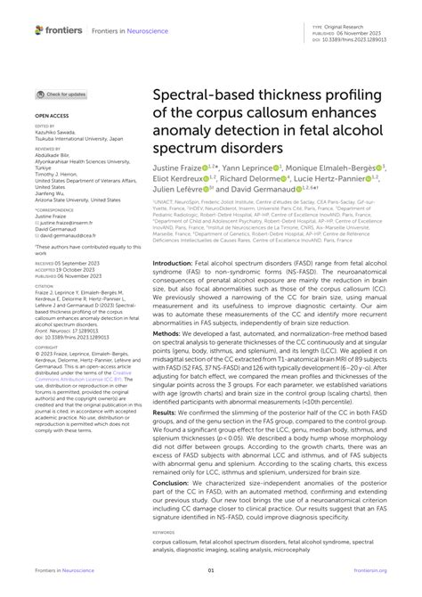 PDF Spectral Based Thickness Profiling Of The Corpus Callosum Enhances Anomaly Detection In
