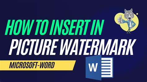 How To Insert Picture Watermark In Microsoft Word YouTube