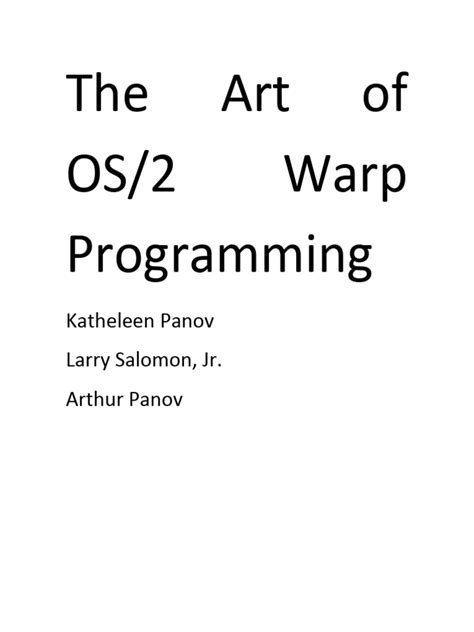 The Art Of Os2 Warp Programming Pdf Pointer Computer Programming