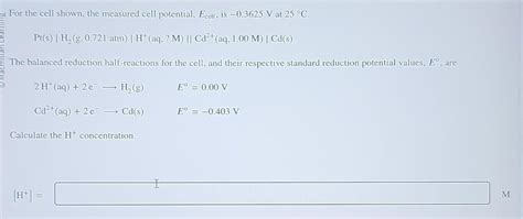 Answered G For The Cell Shown The Measured Cell… Bartleby