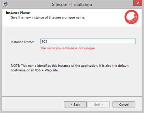 sitecore 8 install error the name you entered is not unique