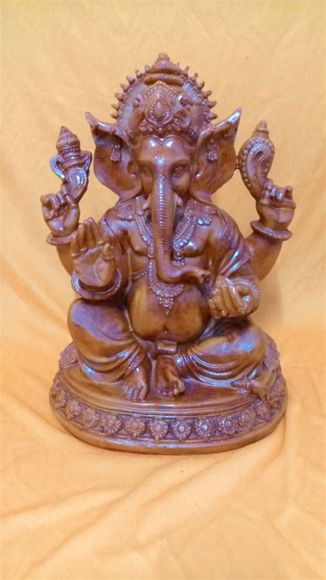 พระพิฆเนศ ลายไม้ เนื้อเรสิน ขายพระพุทธรูปและเทวรูปต่างๆ