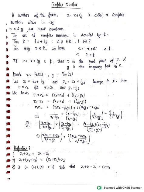 Complex Number Notes Pdf