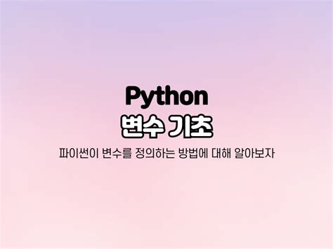[python] 변수 기초