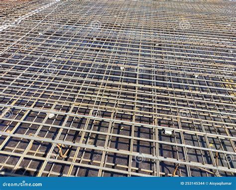 Floor Slab Reinforcement Bar Installed On Timber Plywood Formwork Editorial Image