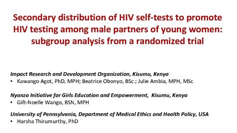 Secondary Distribution Of Hiv Selftests To Promote Hiv