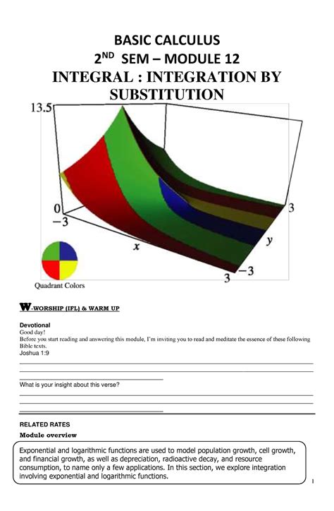 Basic Calculus Integral Integration By Substituition BASIC CALCULUS ND SEM MODULE