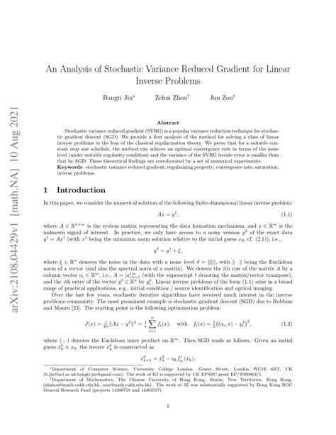 Pdf An Analysis Of Stochastic Variance Reduced Gradient For Linear Inverse Problems