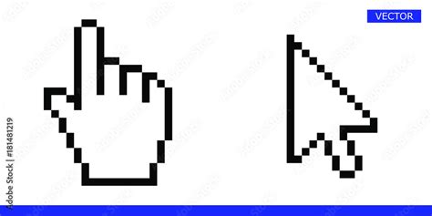 Arrow Pixel Cursor And Pixel Mouse Hand Cursor Icon Vector Illustration Set Stock Vector Adobe