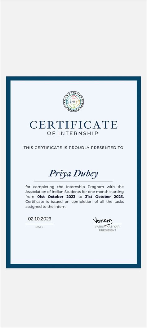 Priya Dubey On Linkedin I Have Completed My Internship With