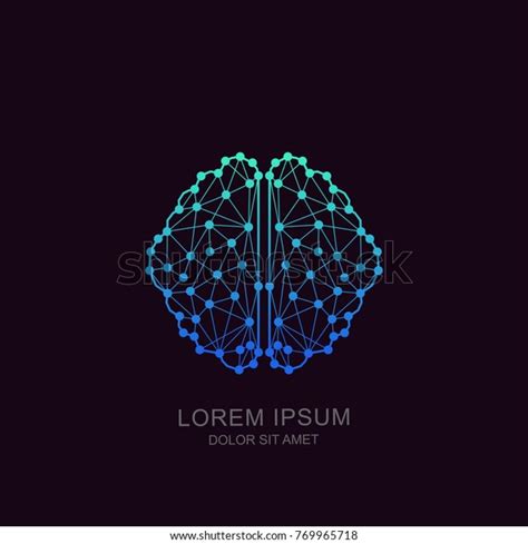 낮은 폴리입자 기술 방식의 인간 두뇌로고 스톡 벡터로열티 프리 769965718