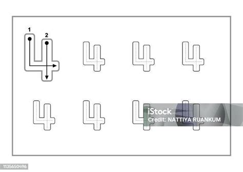 숫자 학습 번호를 쓰기 위한 무료 필기 페이지 숫자 유치원 벡터에 대 한 워크 시트 추적 건강관리와 의술에 대한 스톡 벡터 아트