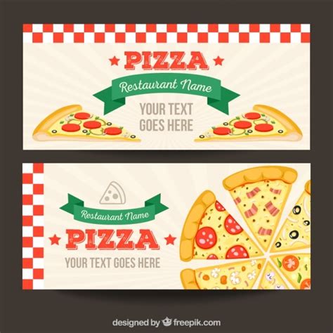 빈티지 스타일의 피자 배너 무료 벡터