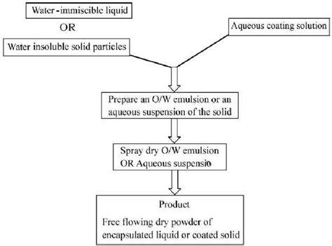 Flow Chart For Coating Liquid And Solid Particles Using Spray Drying