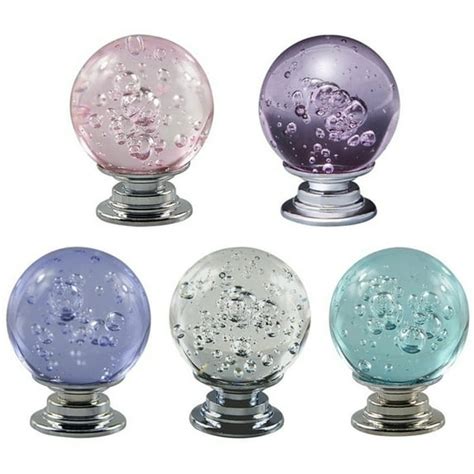 5pcs Crystal Cabinet Knobs Round Glass Bubbles Knobs Smooth Drawer Pulls Handle For Home