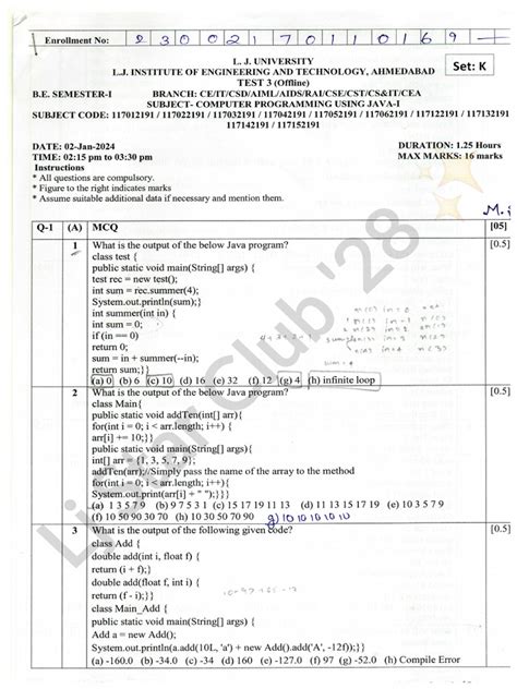 Java I T3 Offline Pyq 2023 2024 Pdf