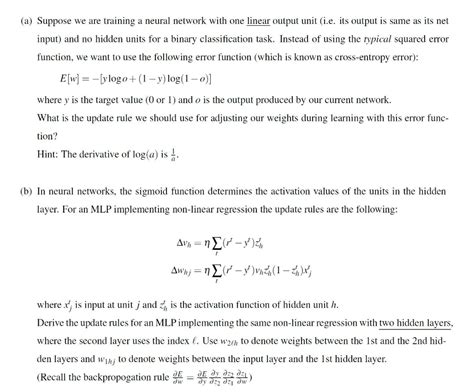 Solved A Suppose We Are Training A Neural Network With One