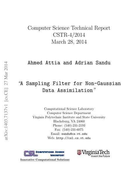 Pdf A Sampling Filter For Non Gaussian Data Assimilation