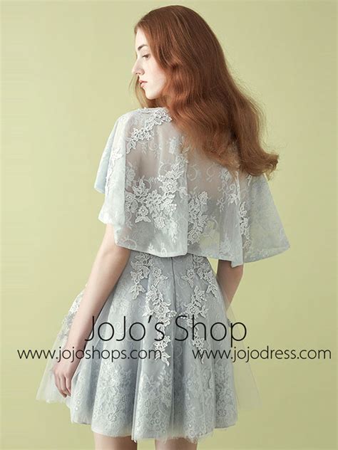 2 Piece Short Gray Lace Semi Prom Cocktail Dress Jojo Shop