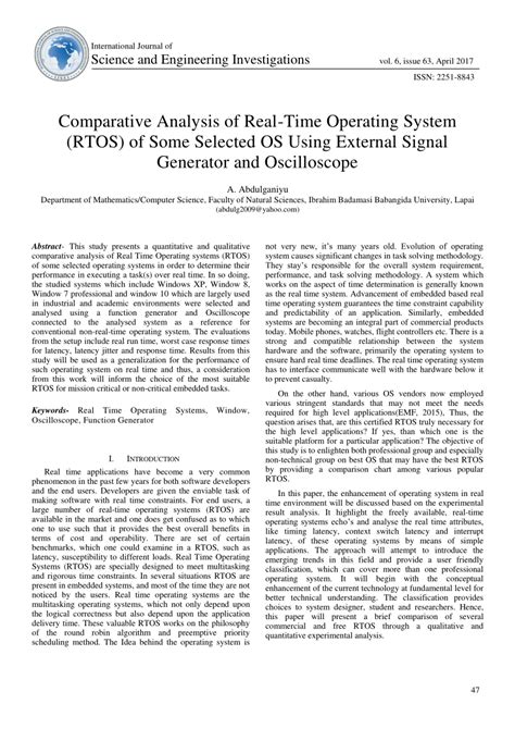 Pdf Comparative Analysis Of Real Time Operating System Rtos Of Some