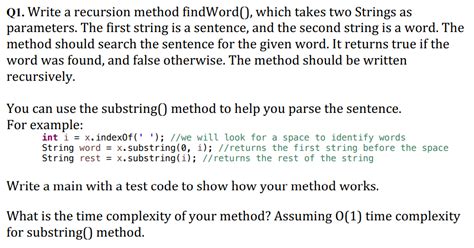 Solved Q1 Write A Recursion Method Findword Which Takes