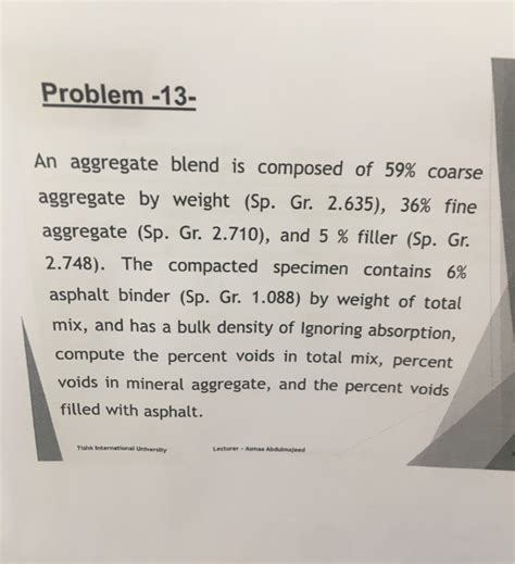 Problem 13 An Aggregate Blend Is Composed Of 59 Chegg Com
