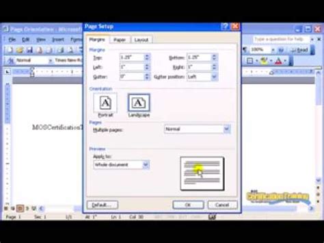 Word Page Orientation YouTube